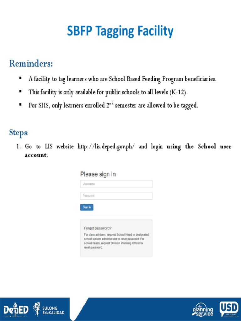 SBFP Tagging Tutorial Guide | PDF