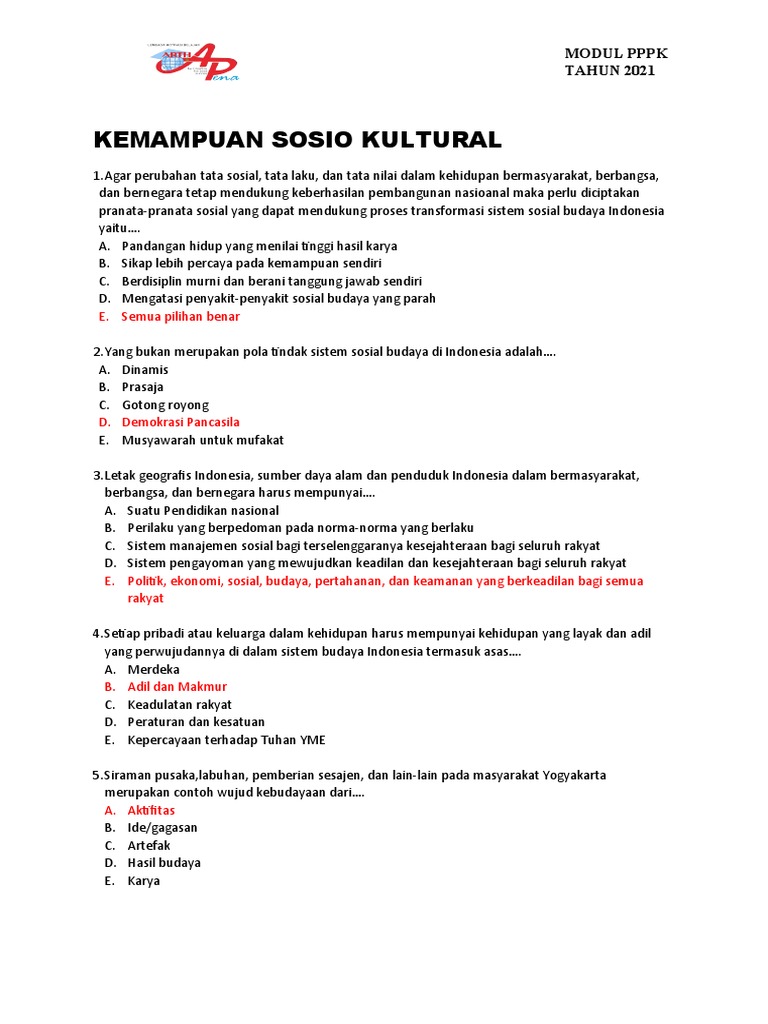 Modul PPPK 2021: Kemampuan Sosio Kultural | PDF