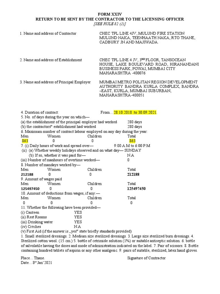Form Xxiv Annual Return Manually - Clra - Ca-11 | PDF | Employment | Labor