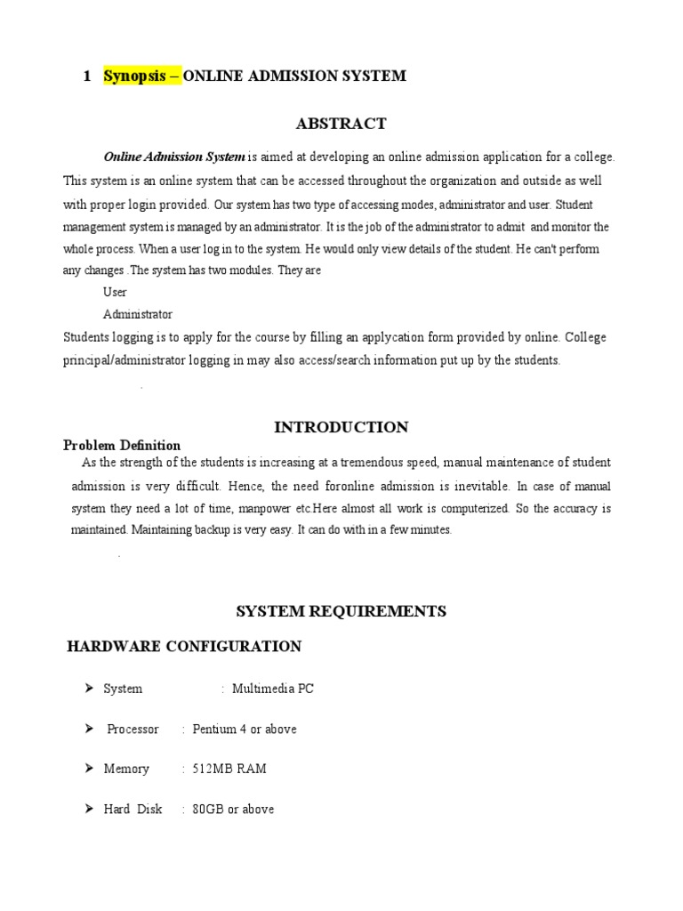 Online Admission System | Download Free PDF | Application Software ...