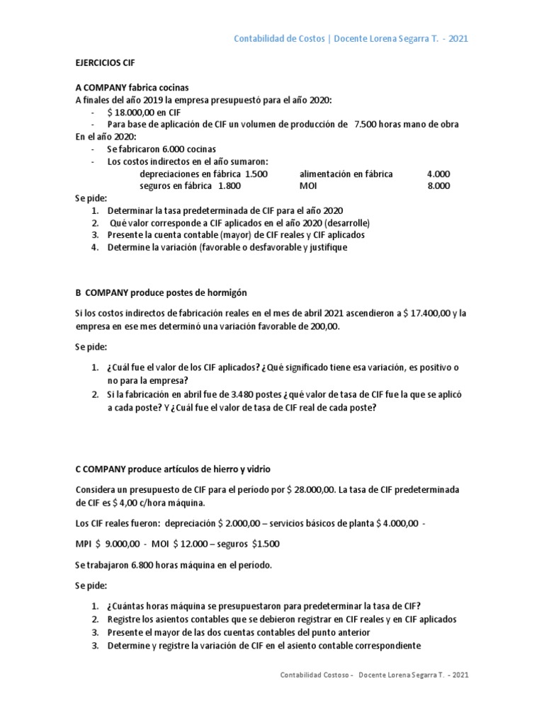Ejercicios CIF | PDF