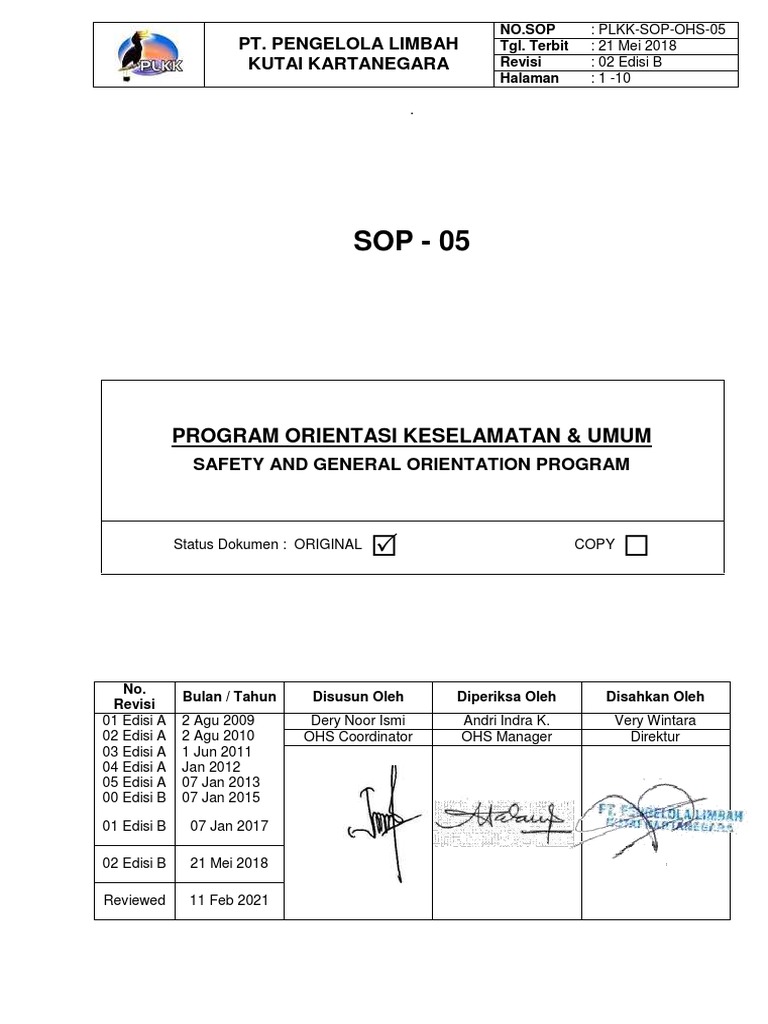 SOP - 05 Induction - Rev 02B | PDF