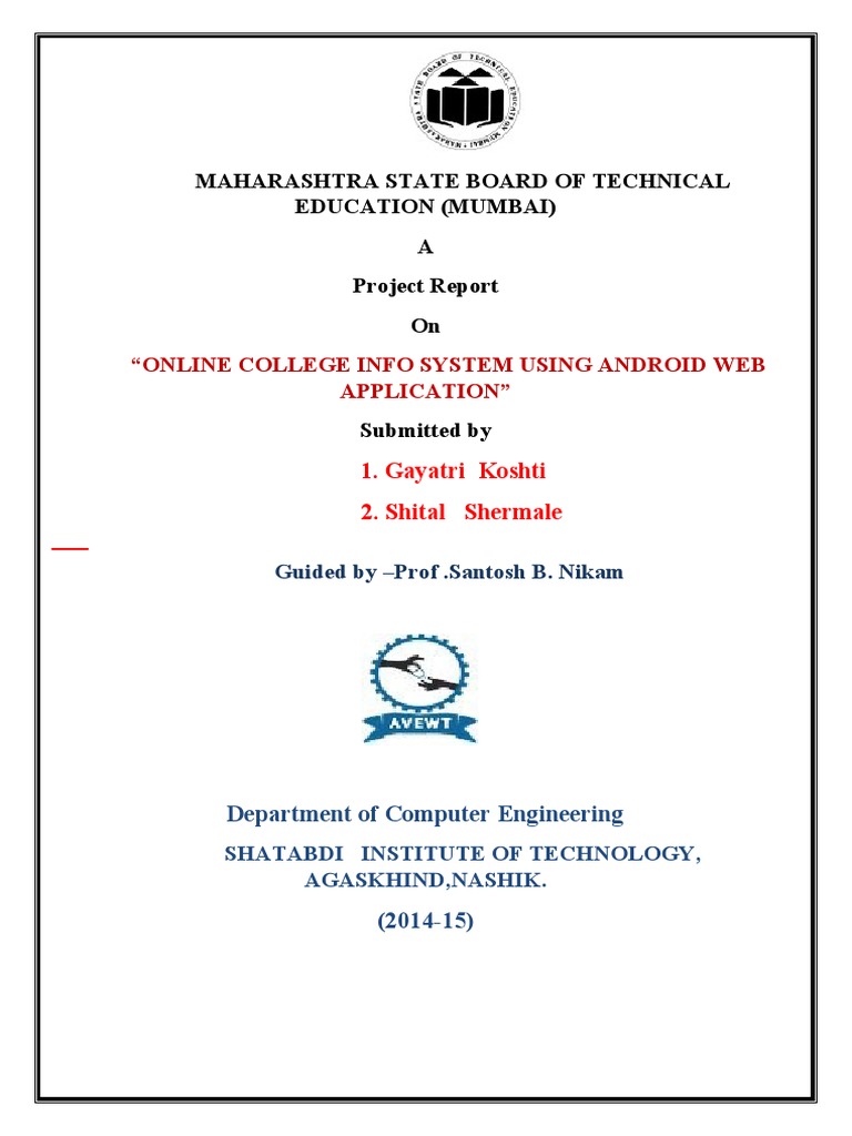 Maharashtra State Board of Technical Education (Mumbai) A Project ...