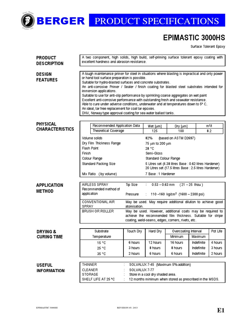 Berger: Product Specifications | Download Free PDF | Epoxy | Humidity