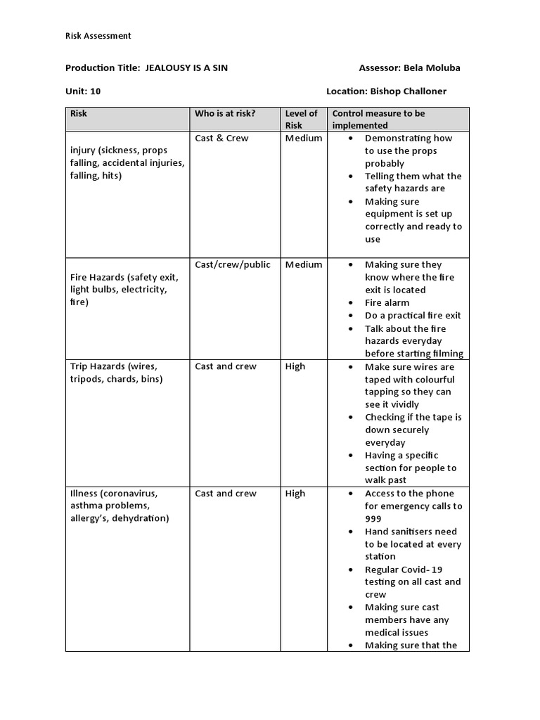 Risk Assessment Template | PDF | Risk | Occupational Safety And Health