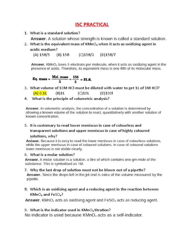 Isc Practical-Questions | PDF | Chemical Substances | Chemical Compounds
