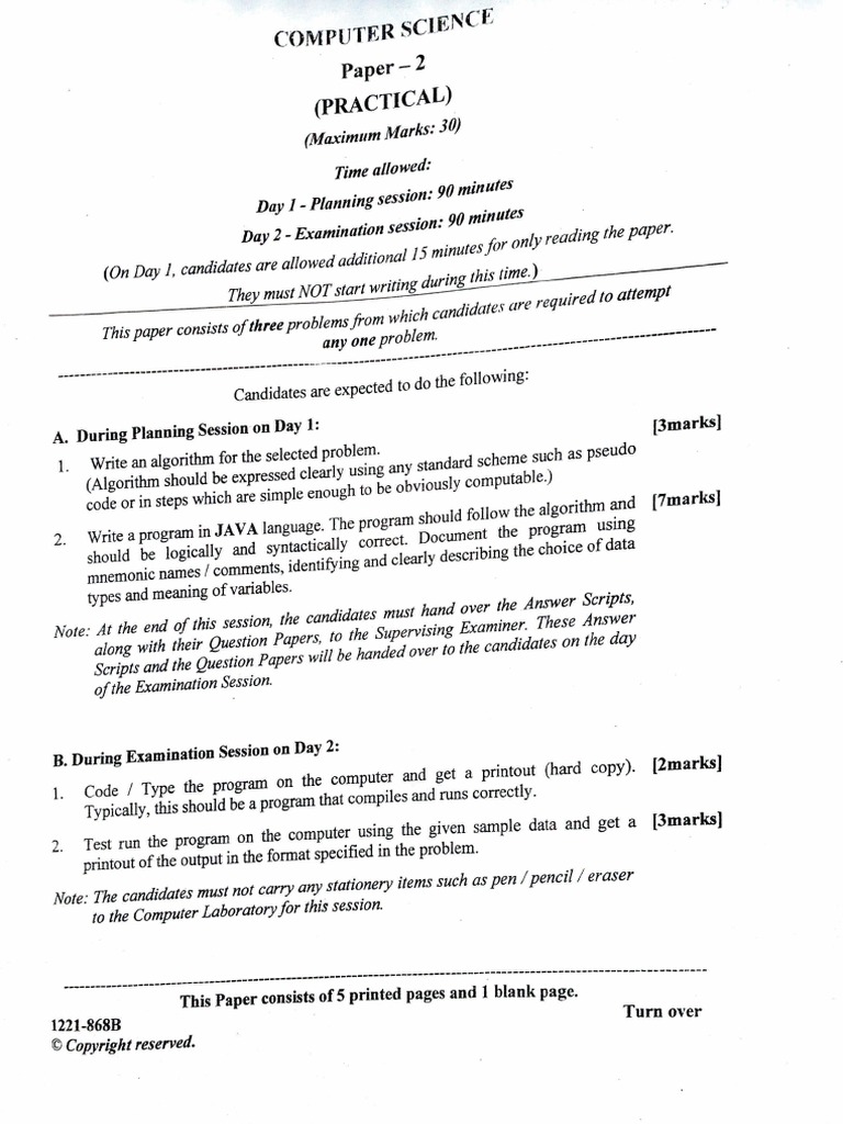 ISC2021 Computer Science Practical Paper | PDF | Computer Program ...
