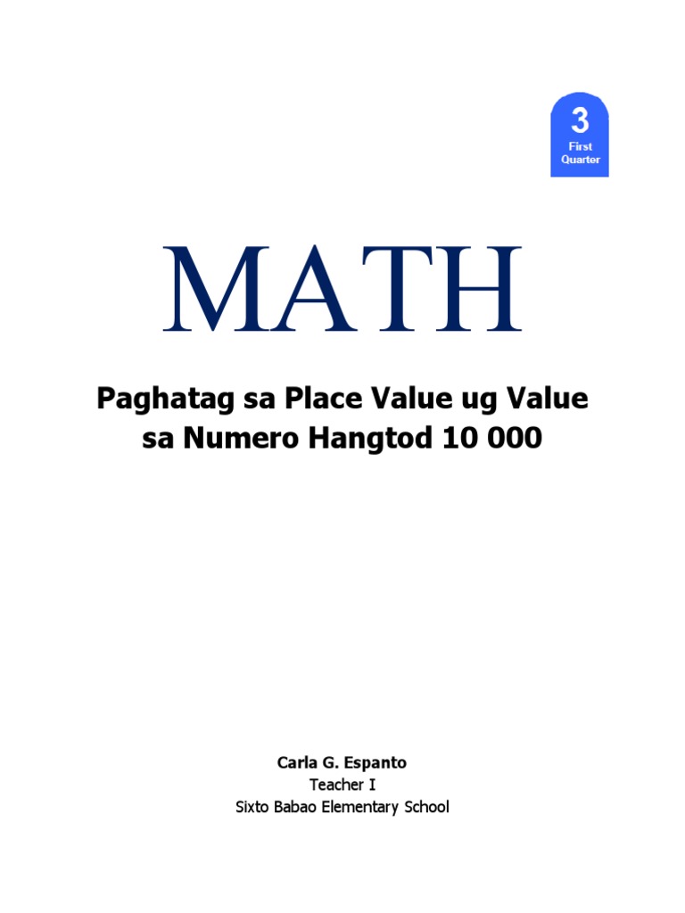 Math 3 Q1 Lesson 3 Giving The Place Value and Value of Numbers by CE | PDF