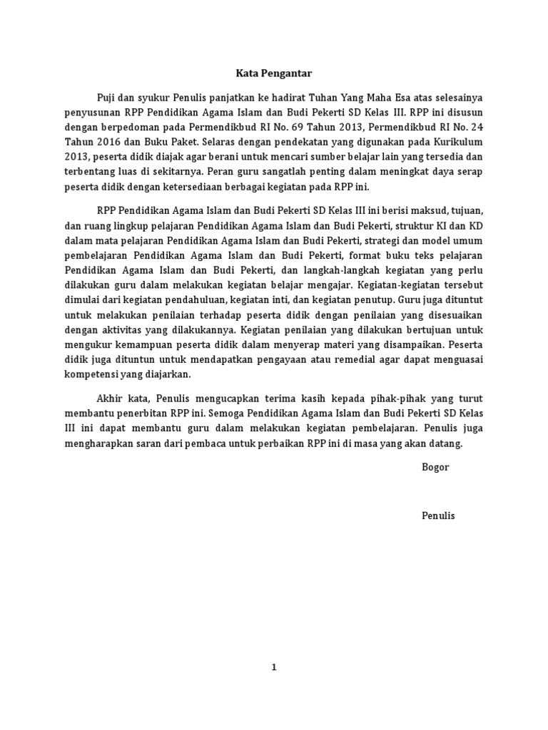 RPP PAI Dan Budi Pekerti Kelas III SD-OK | PDF | Agama & Spiritualitas