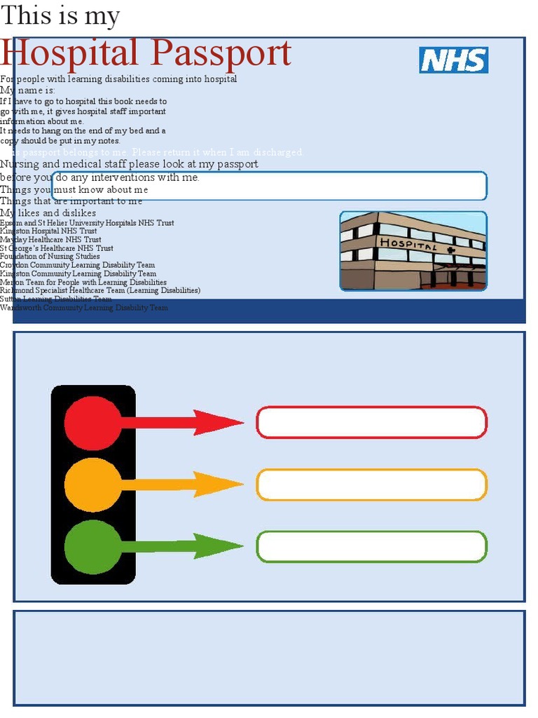 Hospital Passport Template Example From South West London Access To ...