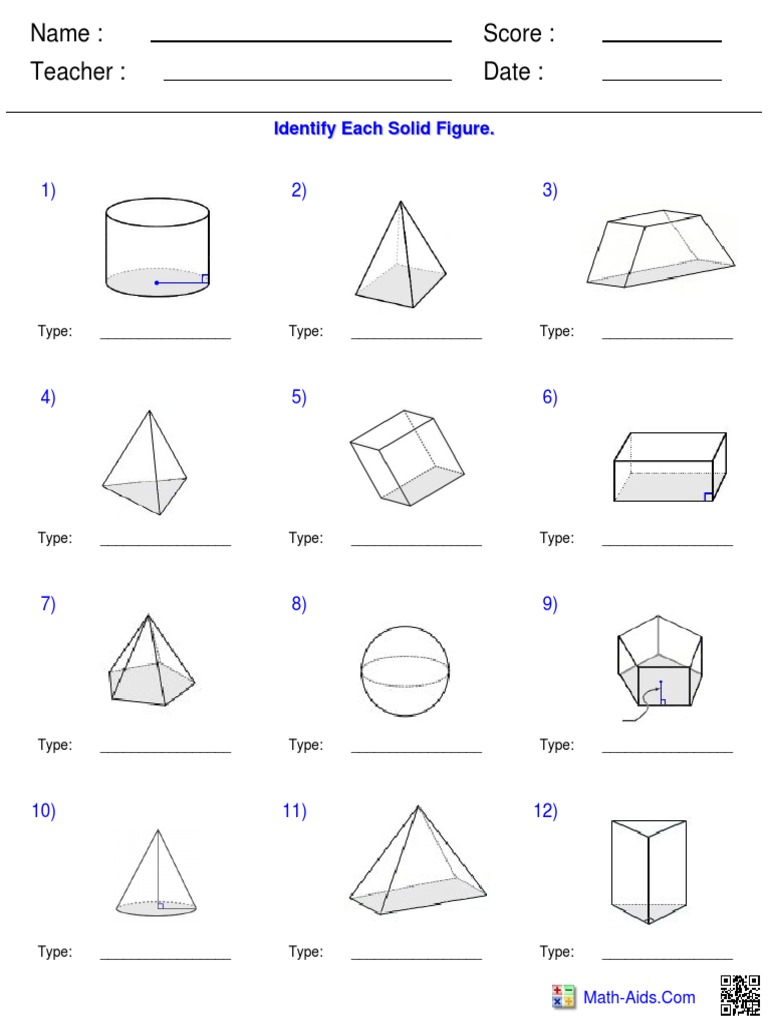 Identify Solid Figures Worksheet | PDF | Geometric Objects | Geometry