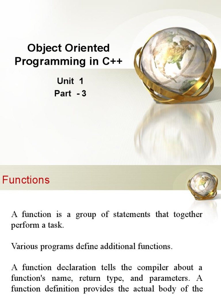 Object Oriented Programming in C++: Unit 1 Part - 3 | PDF | Parameter (Computer Programming ...