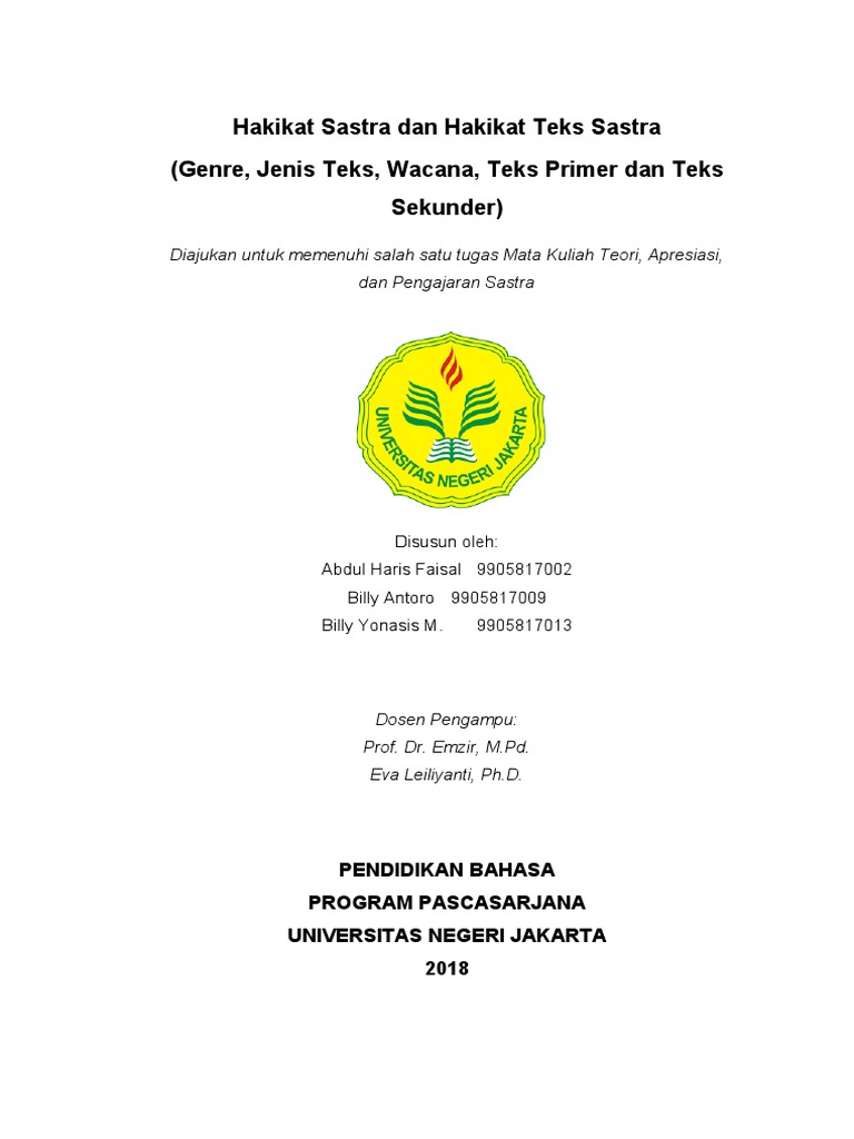 Hakikat Sastra Dan Teks Sastra | PDF