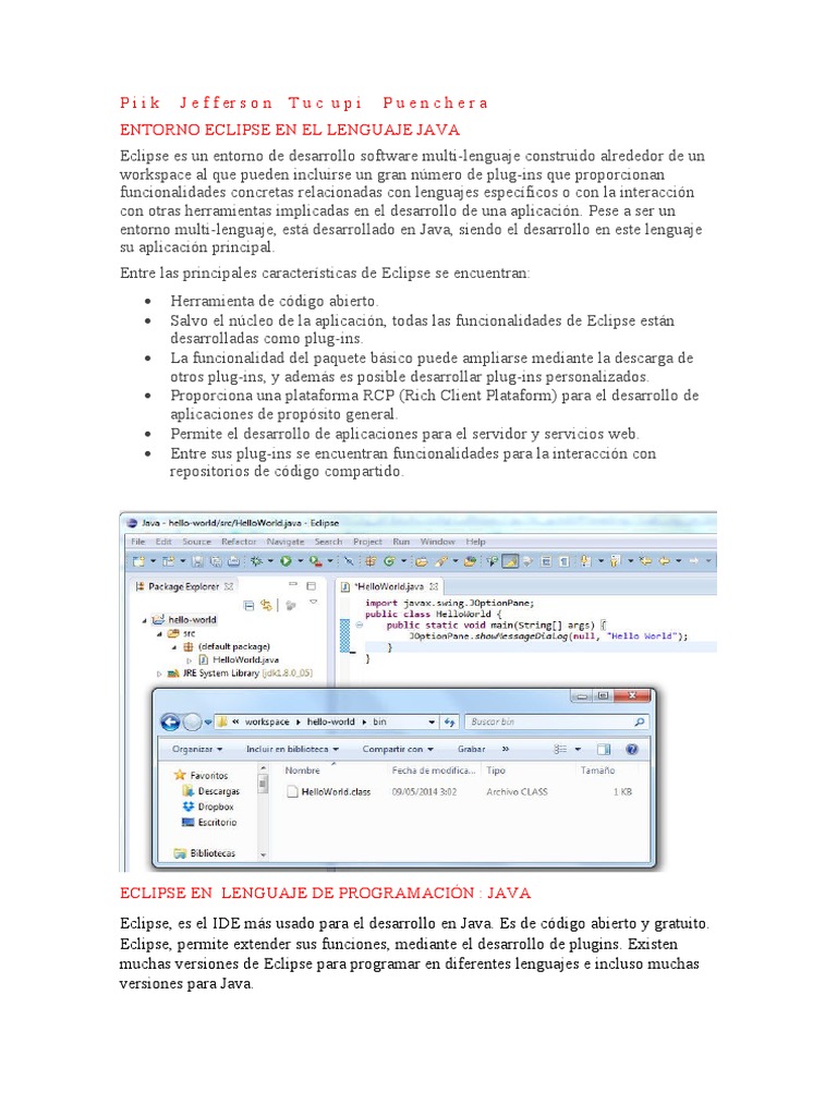 Entorno Eclipse en El Lenguaje Java | PDF | Informática | Tecnología