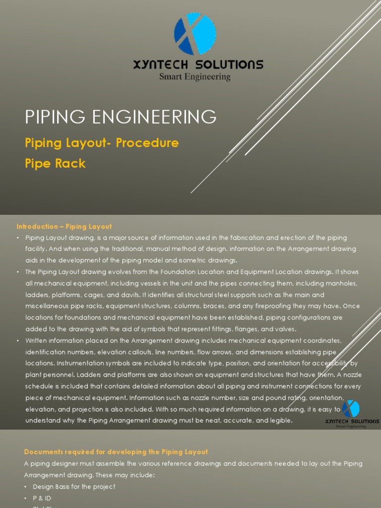 Piping Engineering - Piping Layout Procedure and Pipe Rack - Xyntech ...