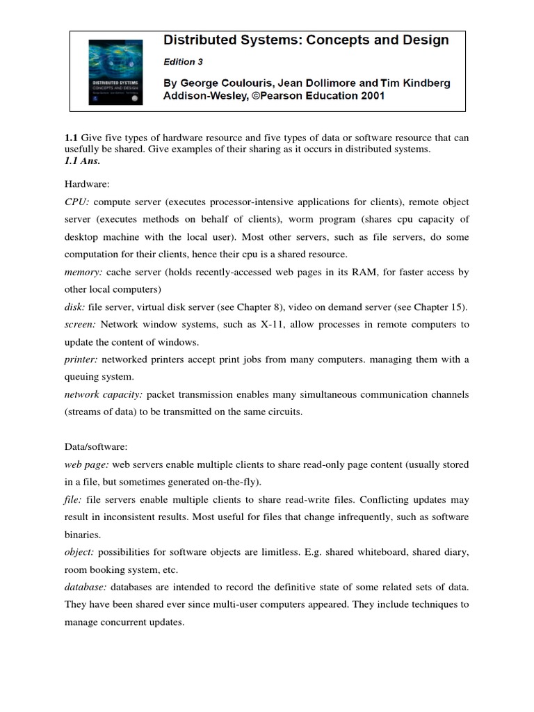 1.1 Give Five Types of Hardware Resource and Five Types of Data or Software Resource That Can ...