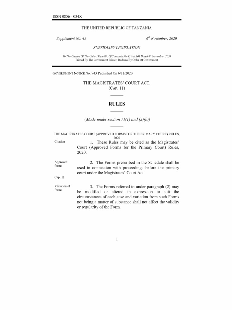 Magistrate Court Rules | PDF