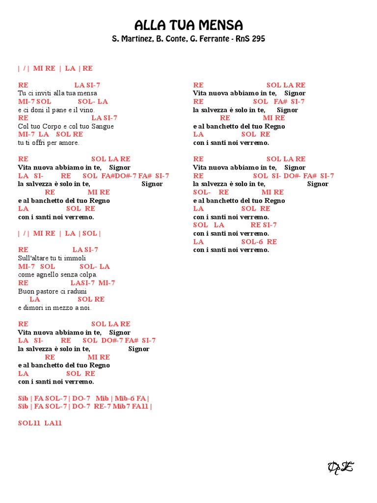 Alla Tua Mensa-Rns 295 | PDF