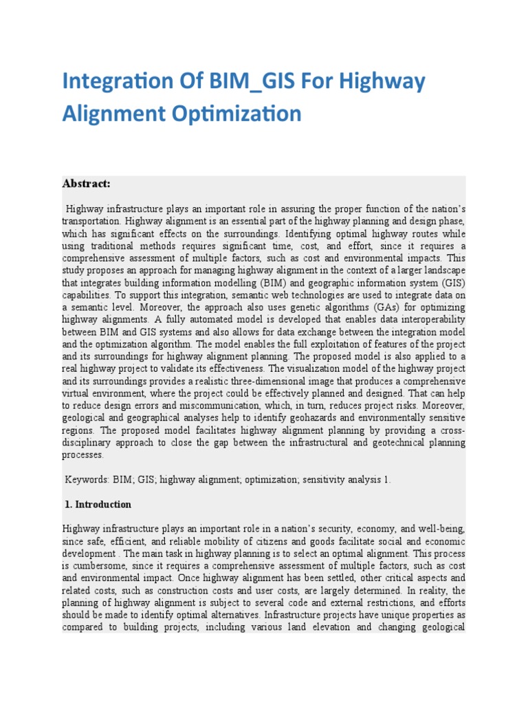 BIM_GIS Integration for Highway Alignment Optimization | PDF | Geographic Information System ...