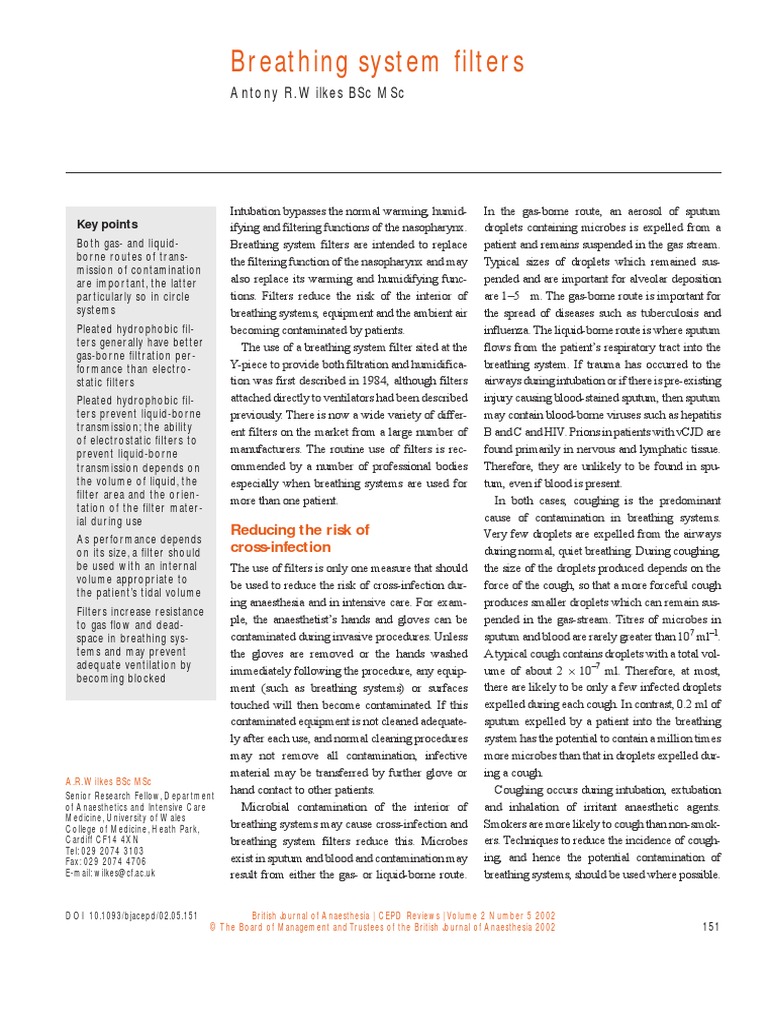 Breathing System Filters | PDF | Filtration | Breathing