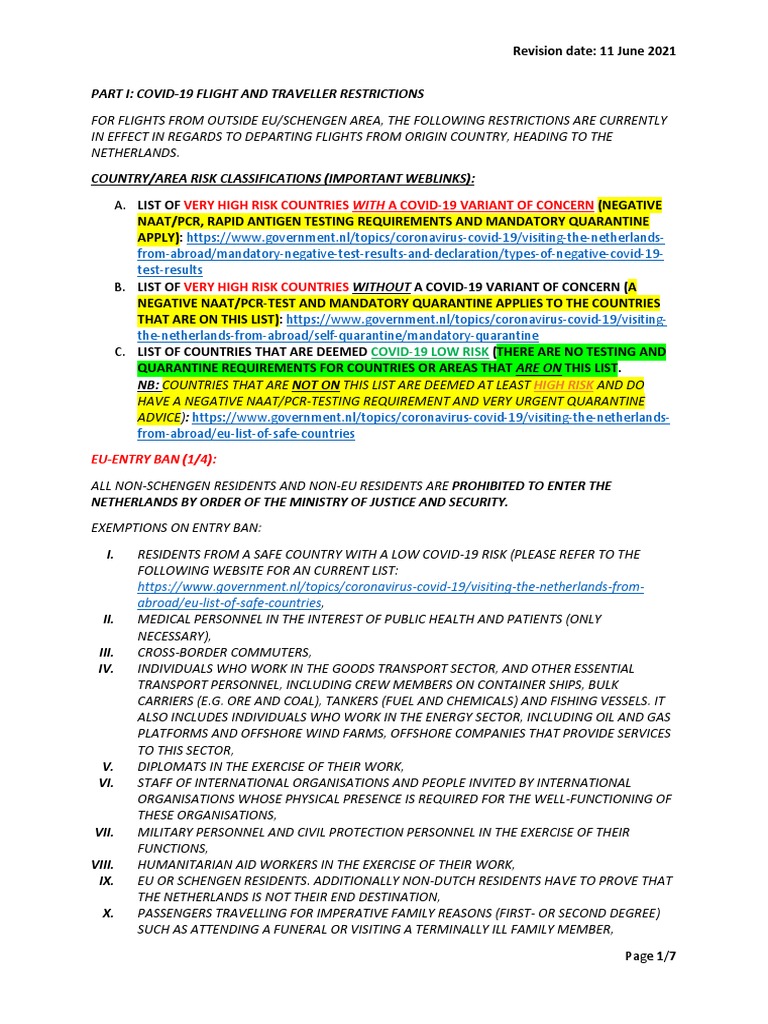 A. List Of: Very High Risk Countries With A Covid-19 Variant of Concern ...