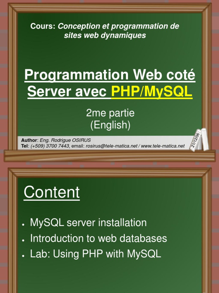Programmation Web Coté Server Avec: Php/Mysql | PDF | Relational Model | Relational Database