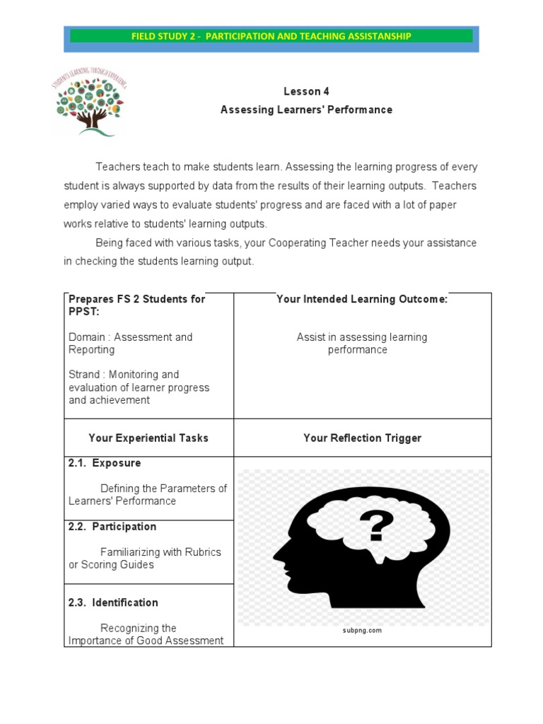 Lesson 4-Assisting Learners Performance | PDF | Educational Assessment ...