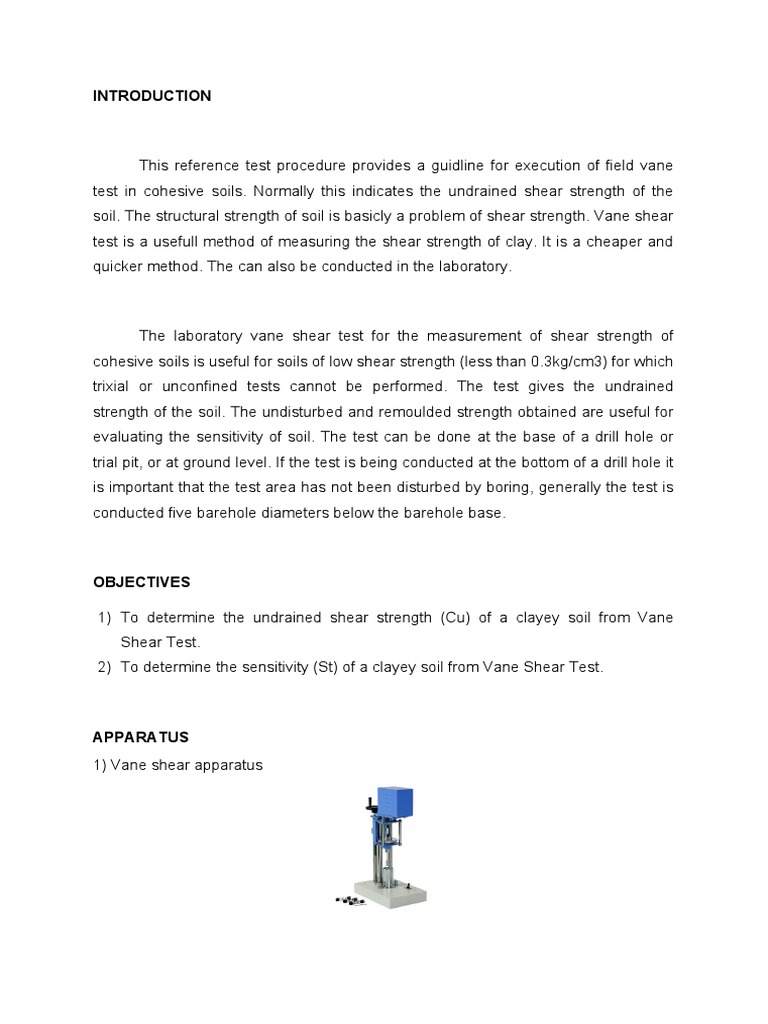 Lab Report Vane Shear Test | PDF | Soil Mechanics | Physics