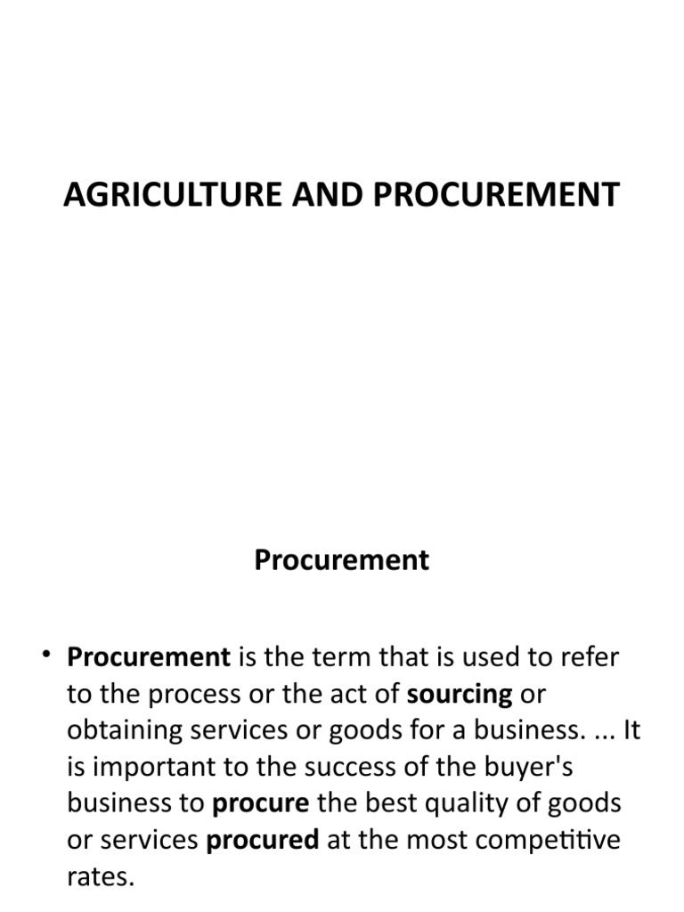 Understanding Procurement in Agriculture | PDF | Vegetables | Agriculture