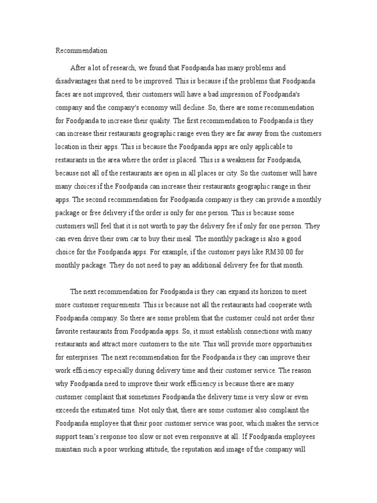 Recommendation Foodpanda | Download Free PDF | Restaurants | Fee