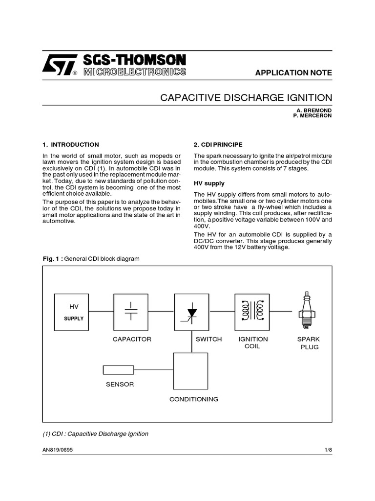 Capacitive Discharge Ignition: Application Note | PDF | Ignition System ...