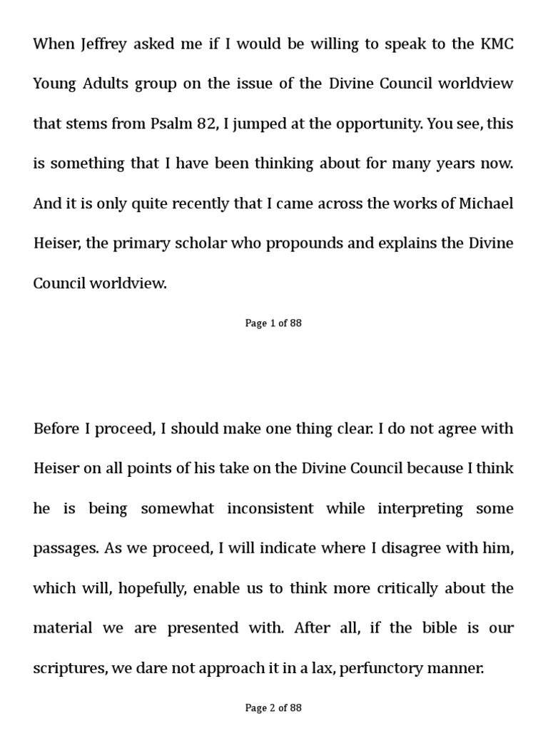 Psalm 82 The Divine Council Worldview - Reimagining Monotheism | PDF ...