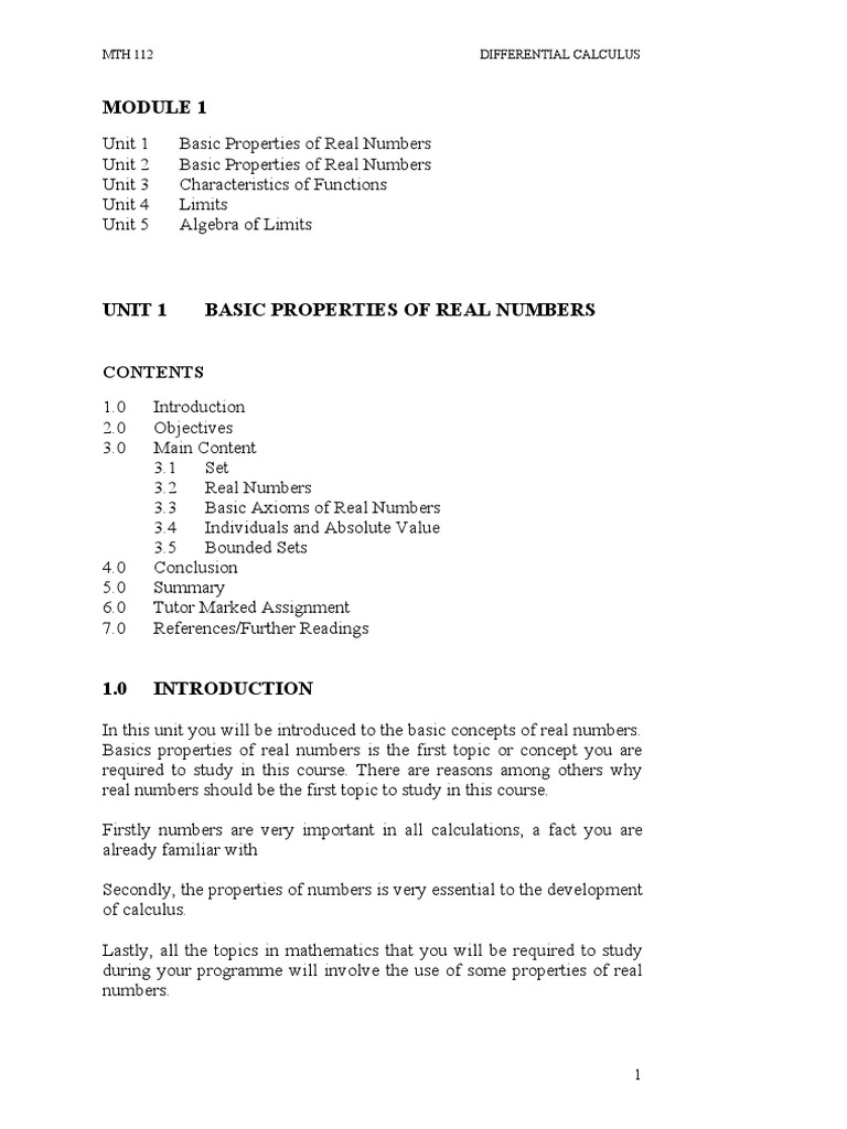 Basic Properties of Real Numbers | PDF | Set (Mathematics) | Numbers