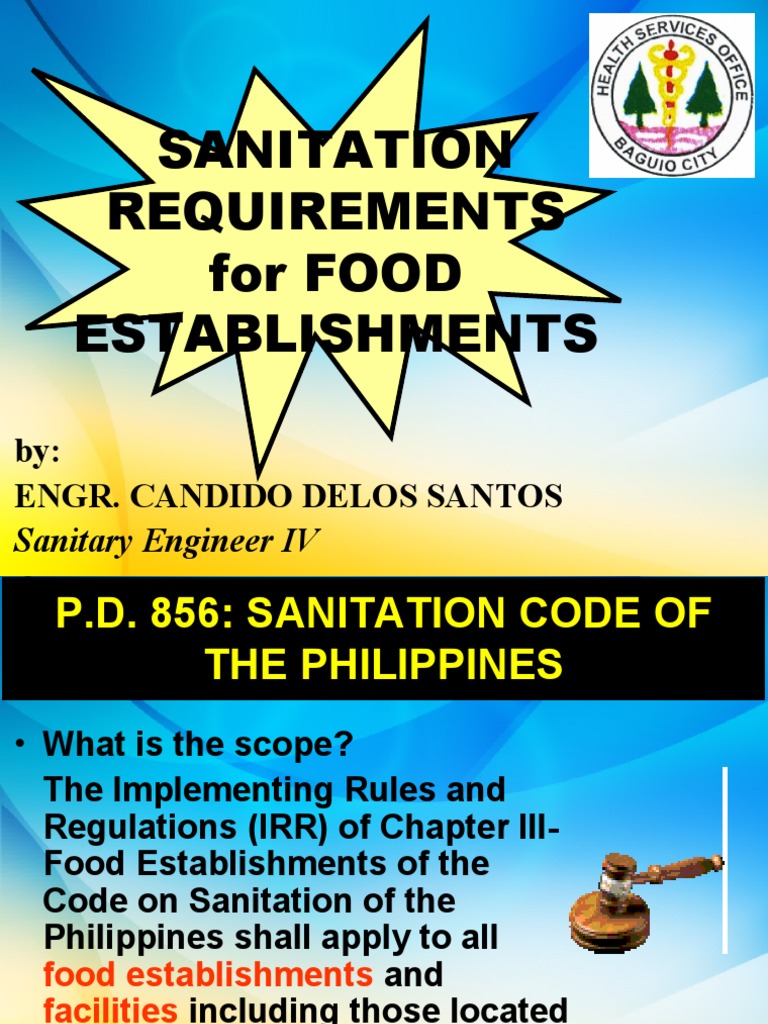 SANITATION REQUIREMENTS For FOOD ESTABLISHMENTS Part2 | PDF ...