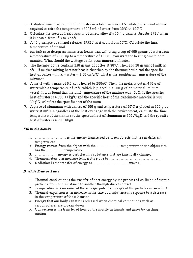 A Student Must Use 225 ML Of Hot Water In A Lab Procedure PDF Heat