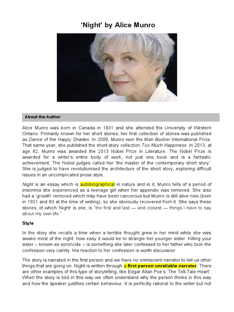 Analysis of Alice Munro's "Night" | PDF | Narration