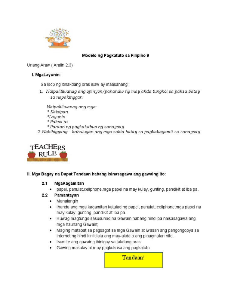 Activity Sheets Aralin 2.3 | PDF