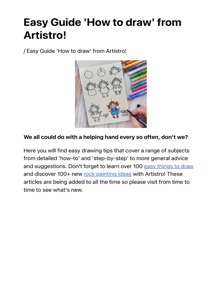 Easy Drawing Guide For Beginners - How To Draw With Markers | PDF ...