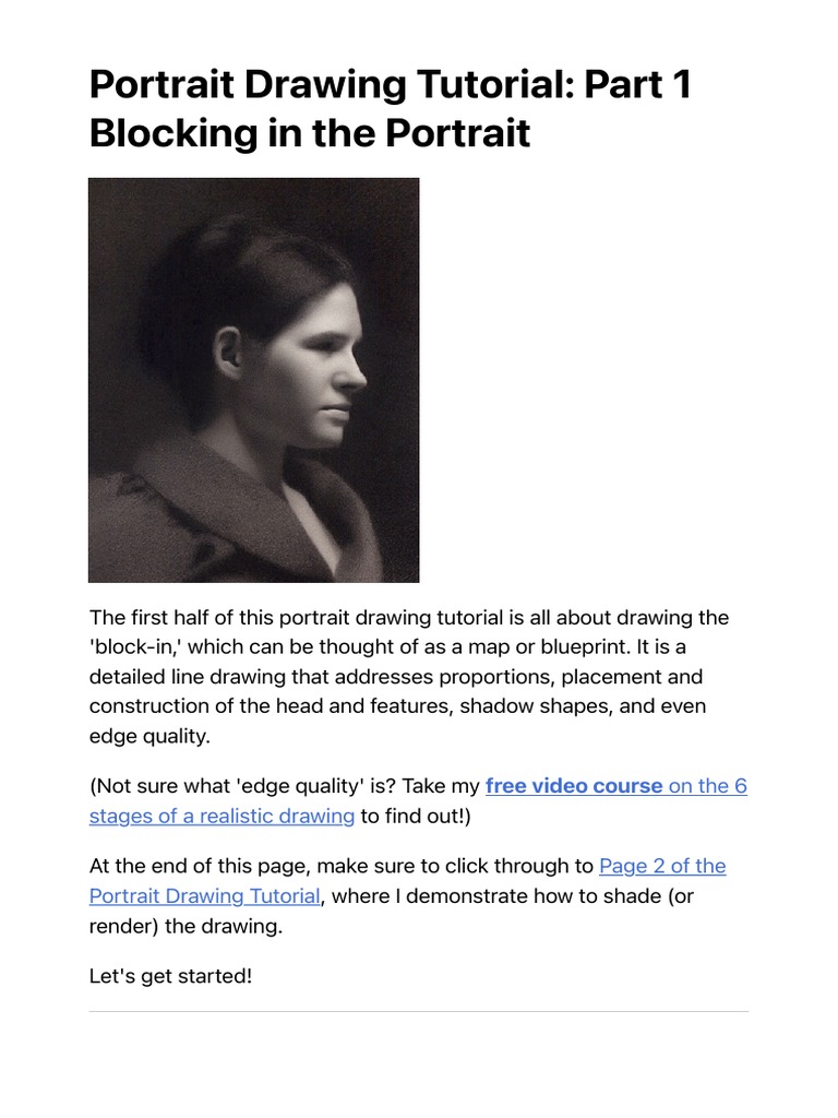 Realistic Portrait Drawing Tutorial Part 1 | PDF | Drawing | Teaching ...