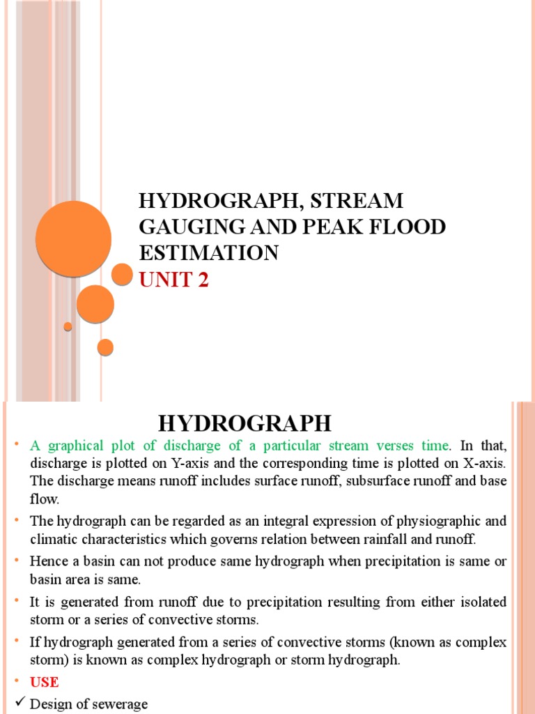 Hydrograph, Stream Gauging and Peak Flood Estimation: Unit 2 | PDF ...