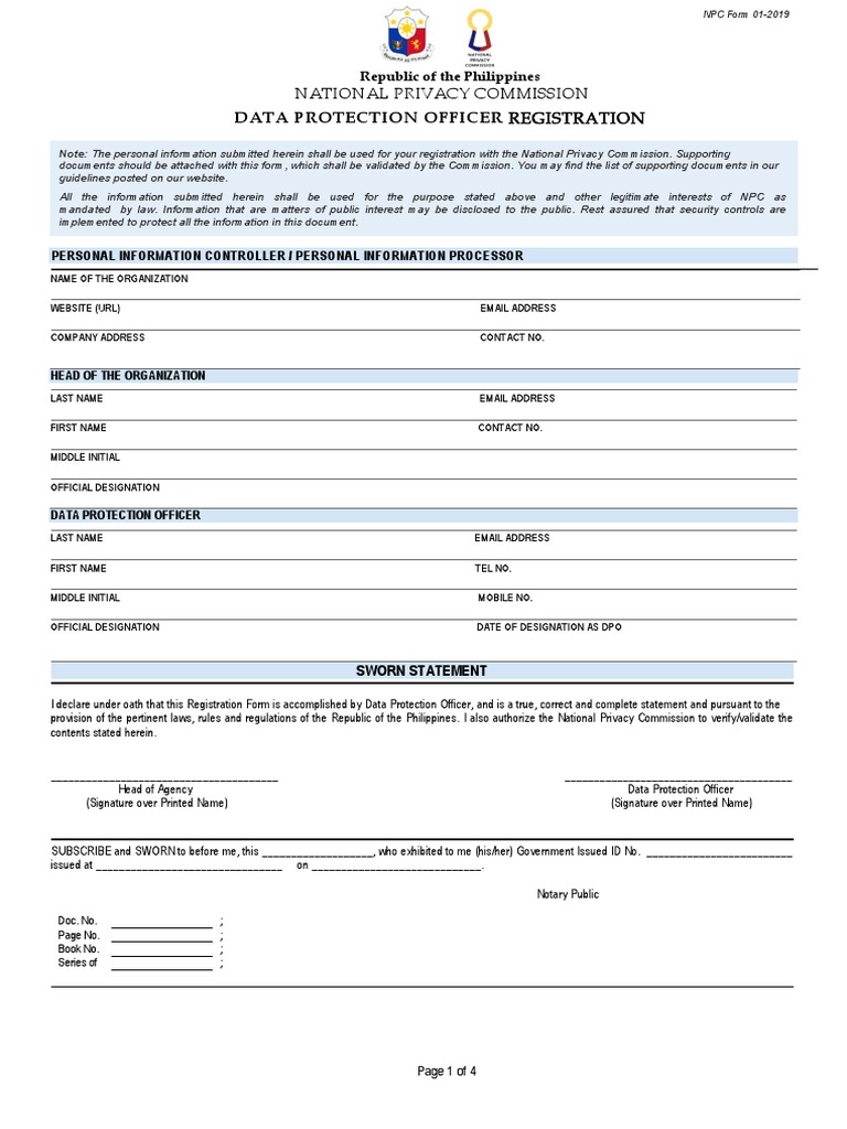 Data Protection Officer: National Privacy Commission Registration | PDF ...