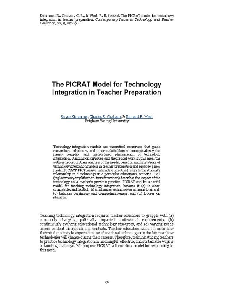 The PRICAT Model For Technology Integration in Teacher Preparation ...