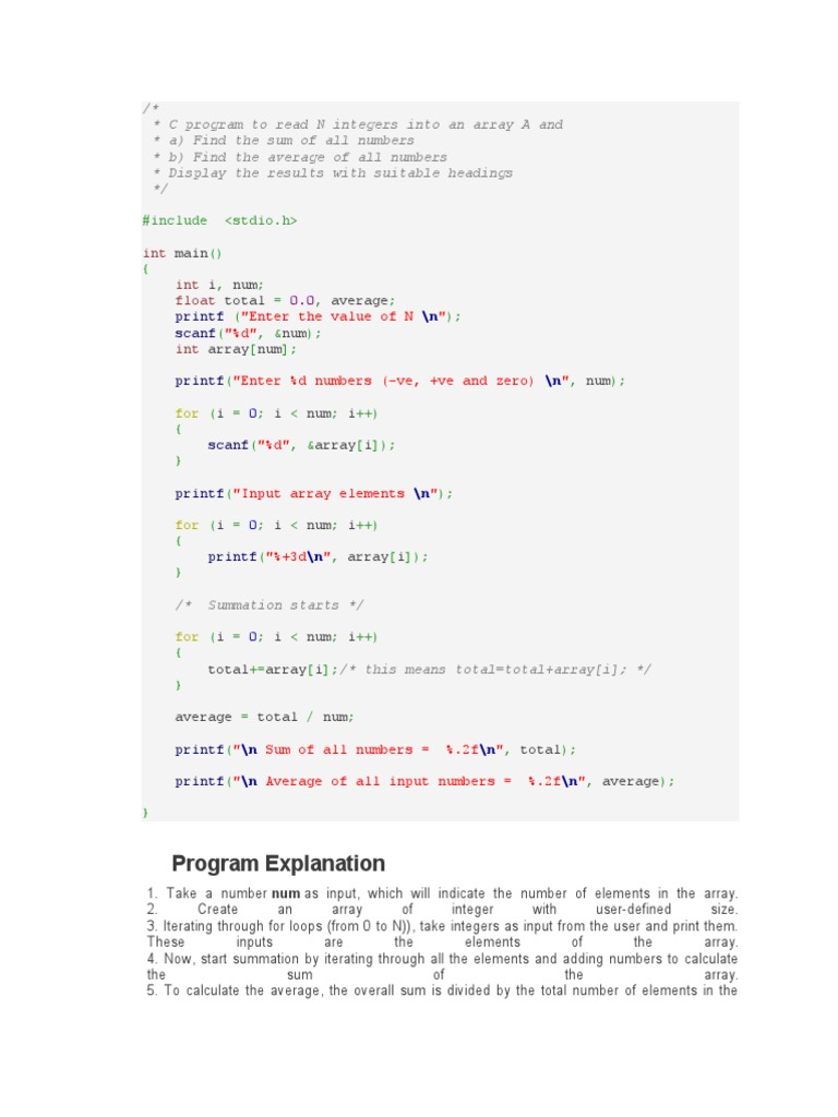 C Programming Arrays Pdf Summation Array Data Structure 