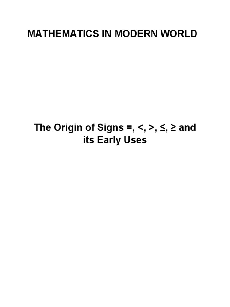 Origin of Signs | PDF | Teaching Mathematics | Science