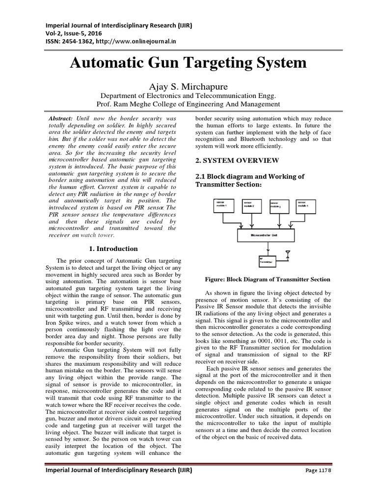 Automatic Gun Targeting Using PIR Sensors | PDF | Transmitter ...