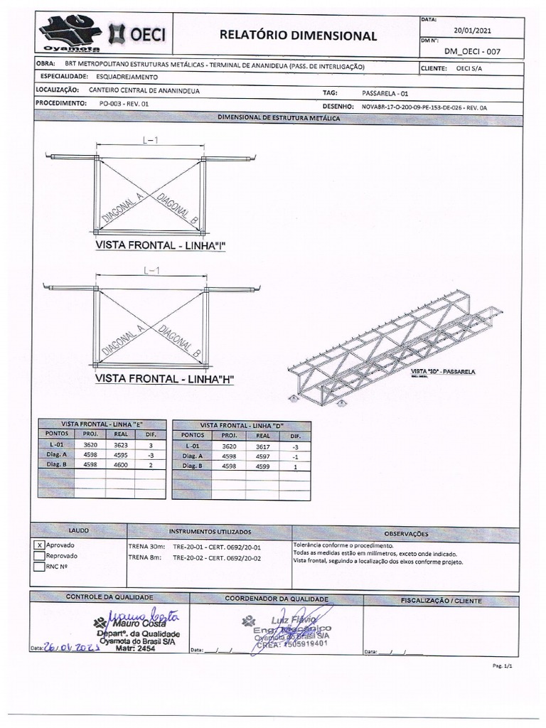 Relatorio Dimensional Passarela Ananindeua | PDF