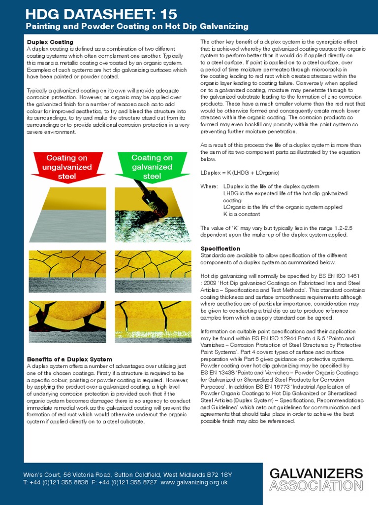 HDG Datasheet 15 - Painting and Powder Coating On Hot Dip Galvanizing | PDF | Galvanization | Rust