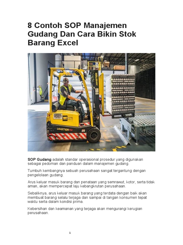 8 Contoh SOP Manajemen Gudang Dan Cara Bikin Stok | PDF
