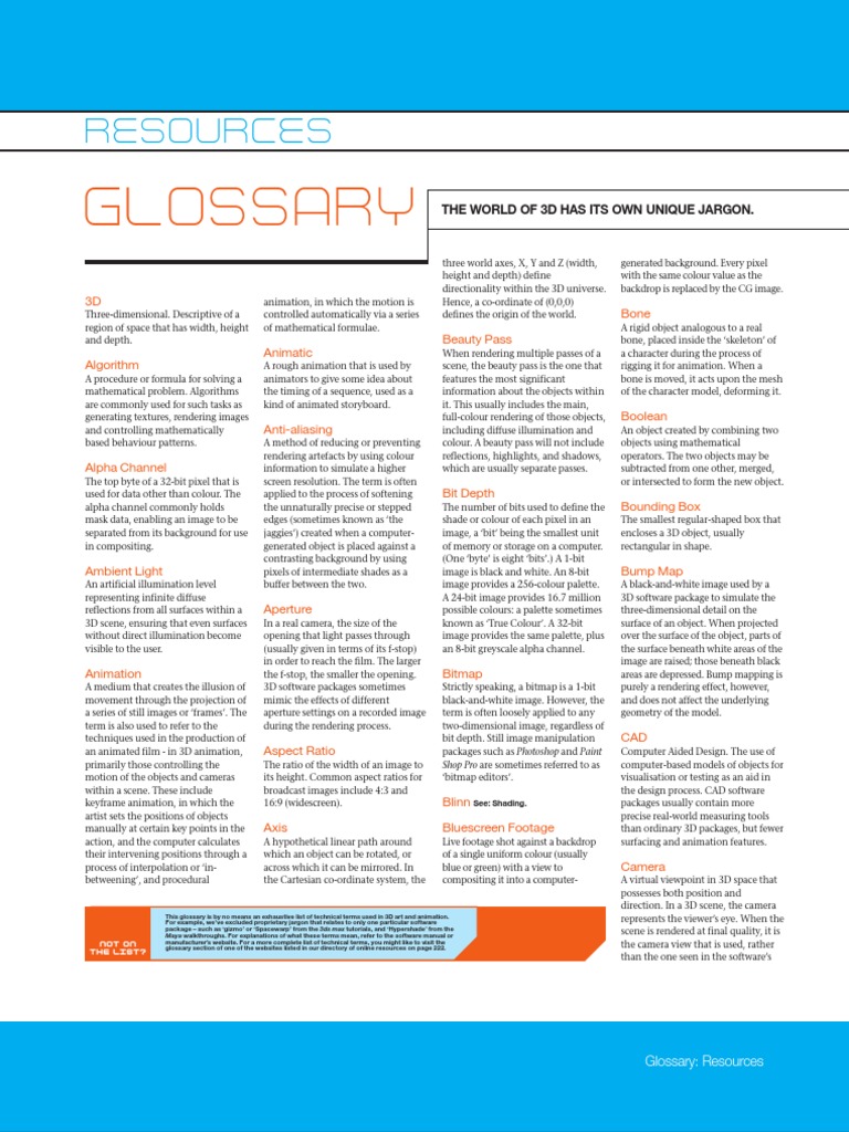 Glossary of 3D Animation and Computer Graphics Terms from a Technical Document | PDF | Rendering ...