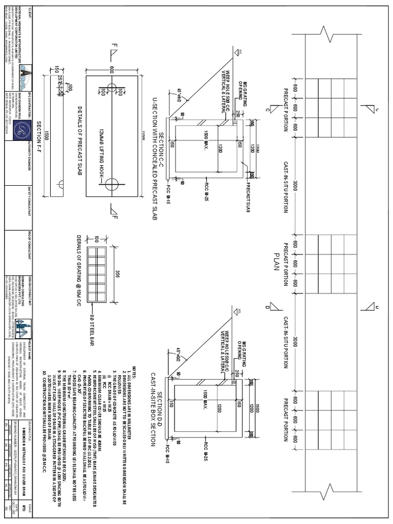 RCC Drain - DIM & RF Details Drawing | PDF | Precast Concrete | Materials